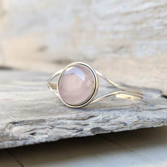 Bracelet argent et quartz rose AMOS - OMYOKI bijoux uniques